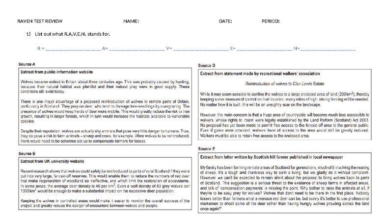 RAVEN Test Review: Grading and Answer Guidelines - Studocu