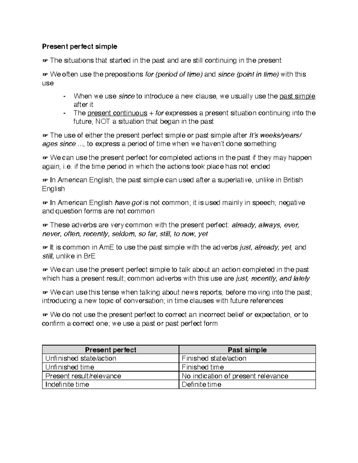 PPS&PPC - Notes on Present Perfect Simple & Continuous - Studocu