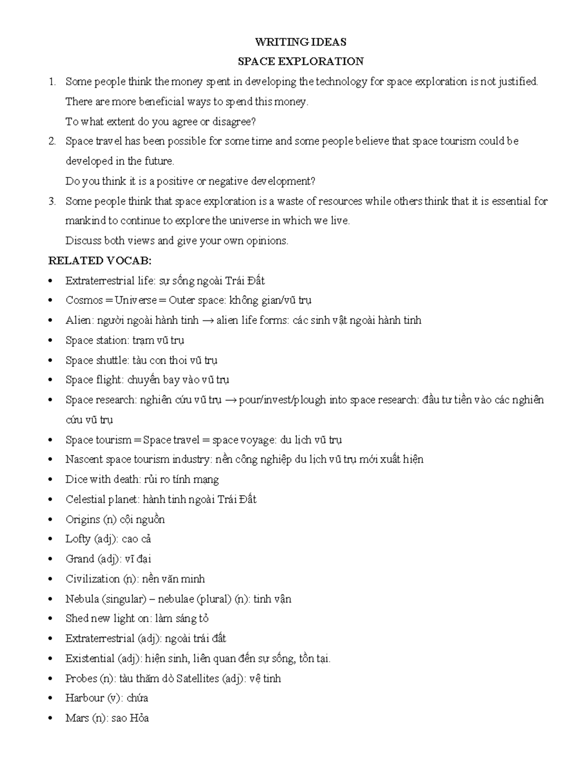 Space Exploration Essay Notes - ENG 101 - Studocu