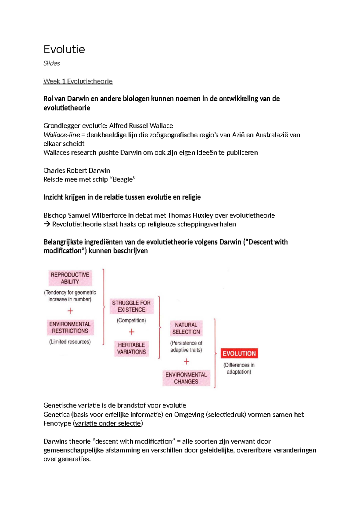 Evolutie - Week 1 en 2: Darwin, Lamarck en Soortvorming - Studeersnel