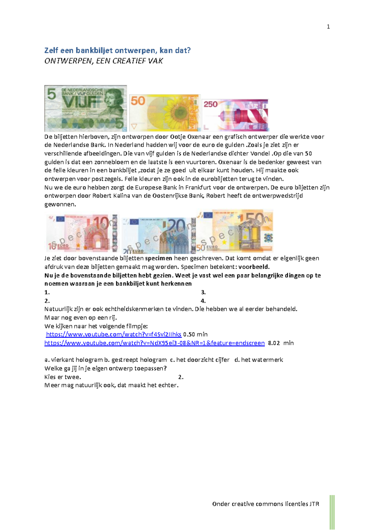 Zelf een bankbiljet ontwerpen: Creatieve Opdracht en Tips - Studeersnel
