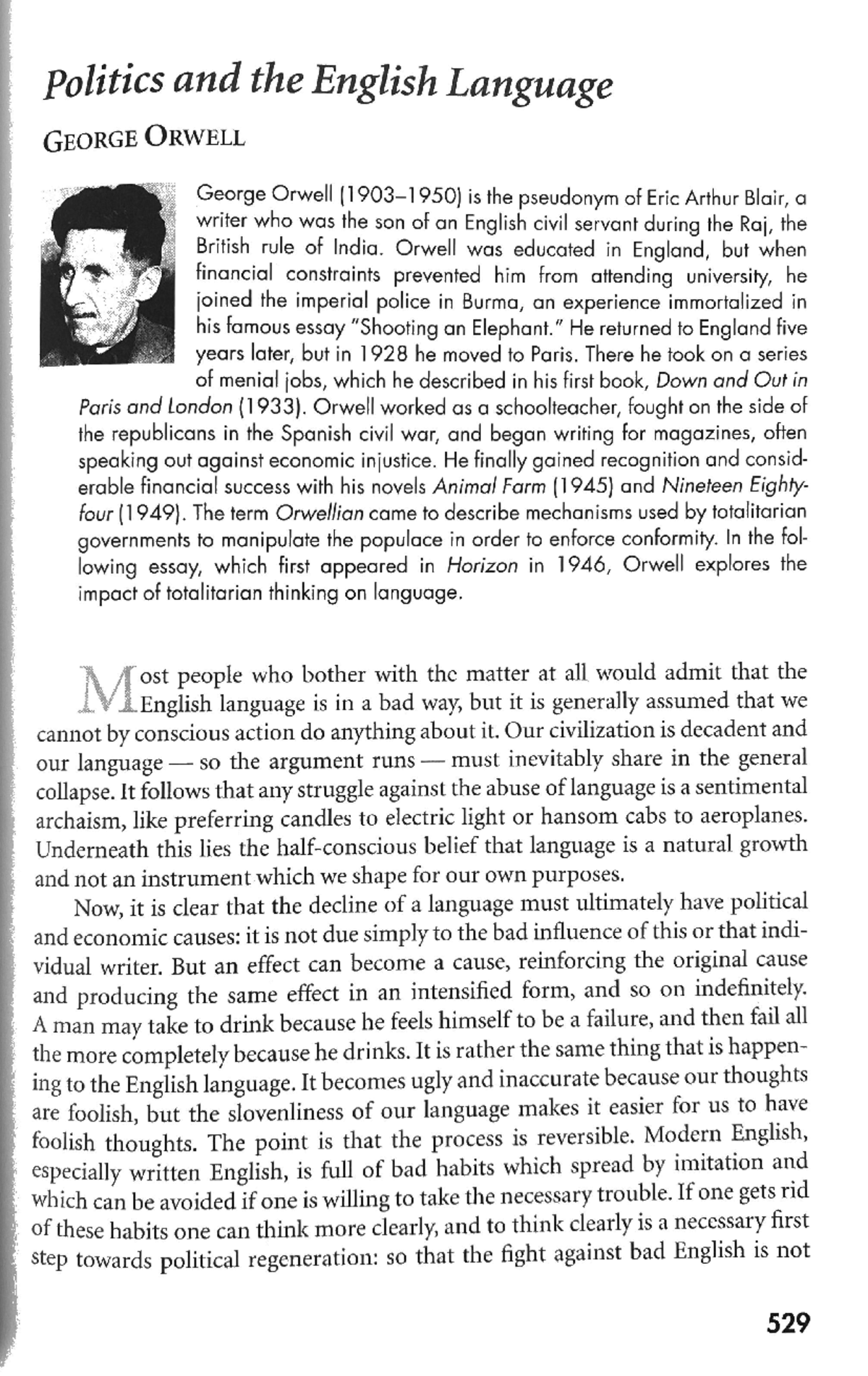 Orwell's Politics and the English Language: A Critical Analysis - Studocu