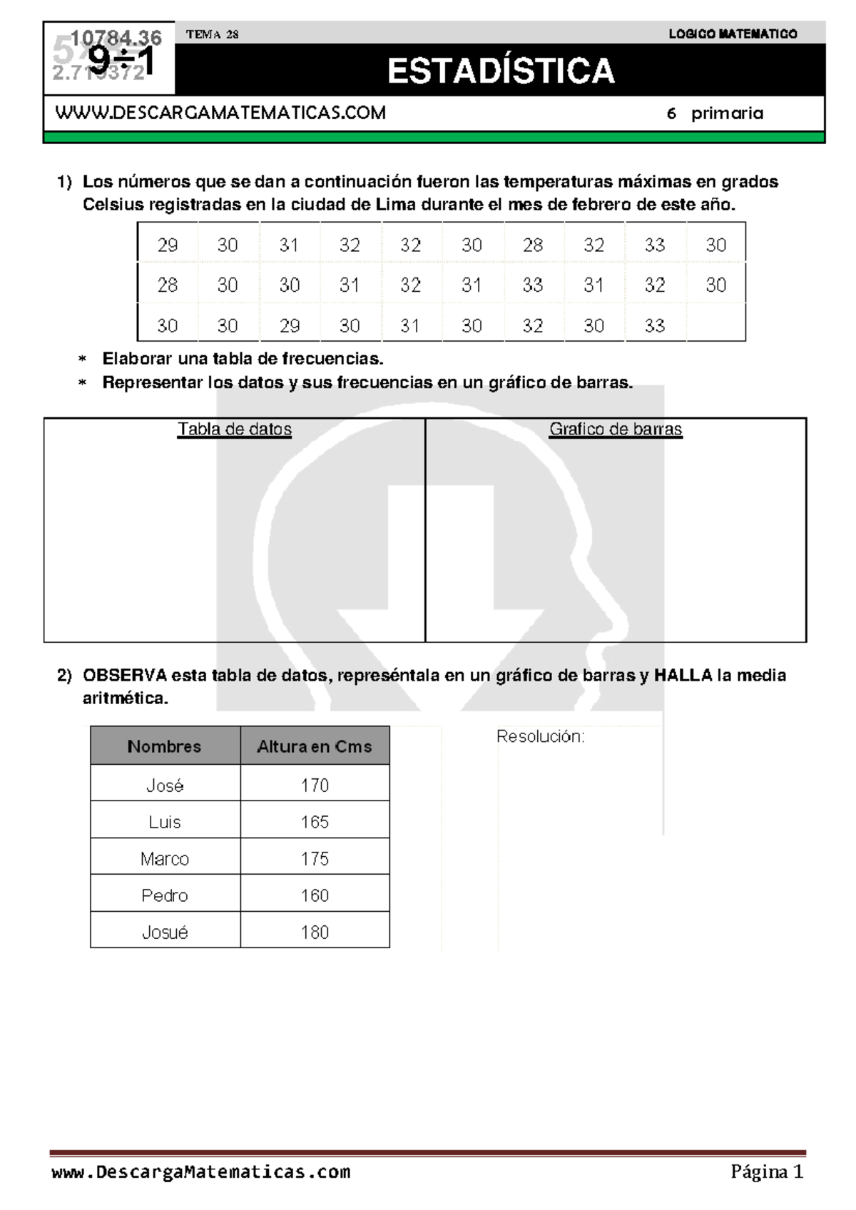 Estadística 6º Primaria: Análisis de Datos y Gráficos - Studocu
