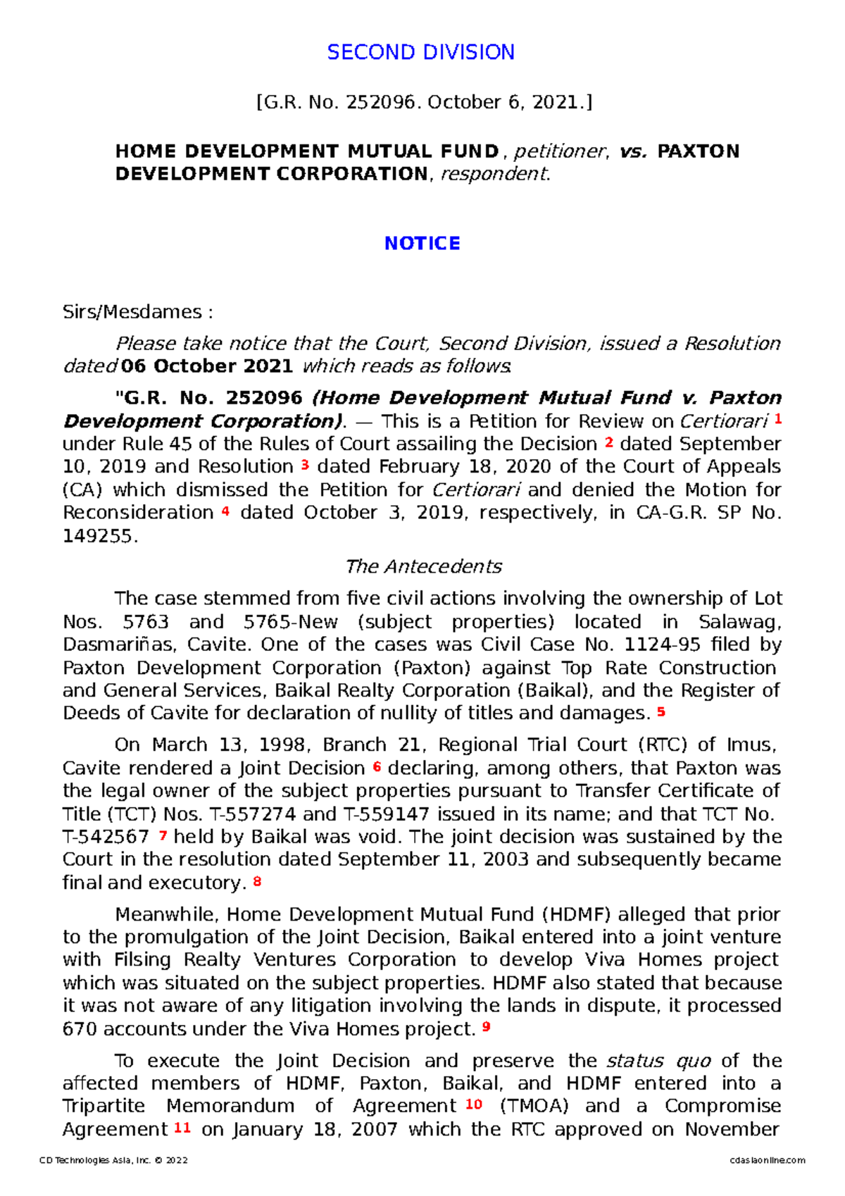 HDMF v. Paxton: Petition for Review on Certiorari, G.R. No. 252096 ...