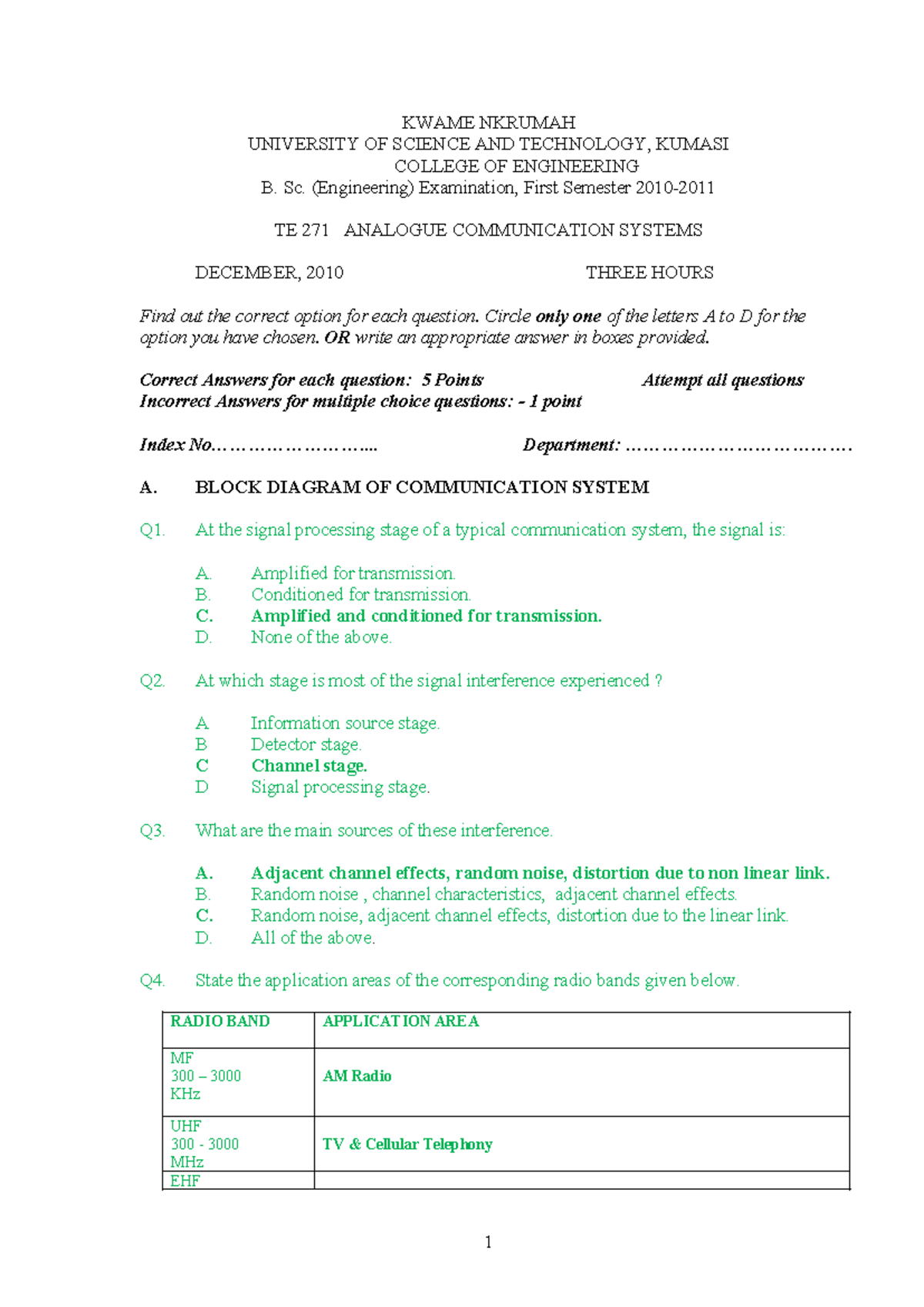 TE 271 First SEM - DEC 2010-11 - Sample Back Up - KWAME NKRUMAH ...