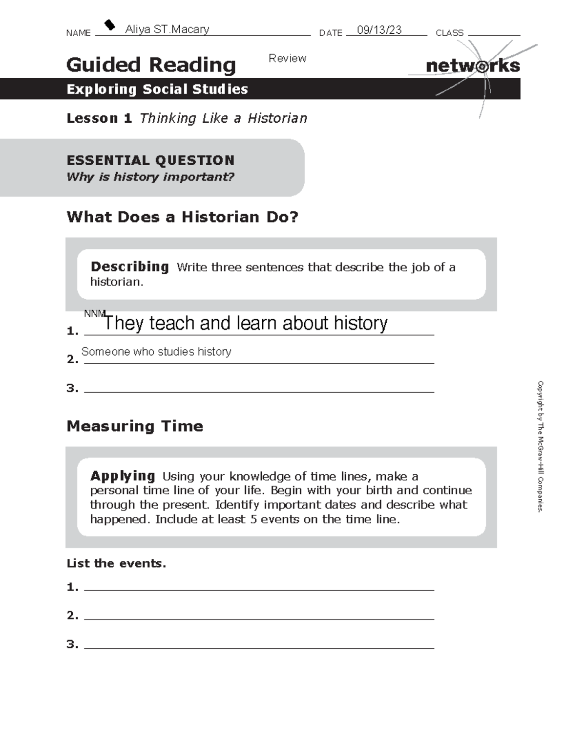 US History Guided Reading Lesson 1 - Thinking Like a Historian - Studocu