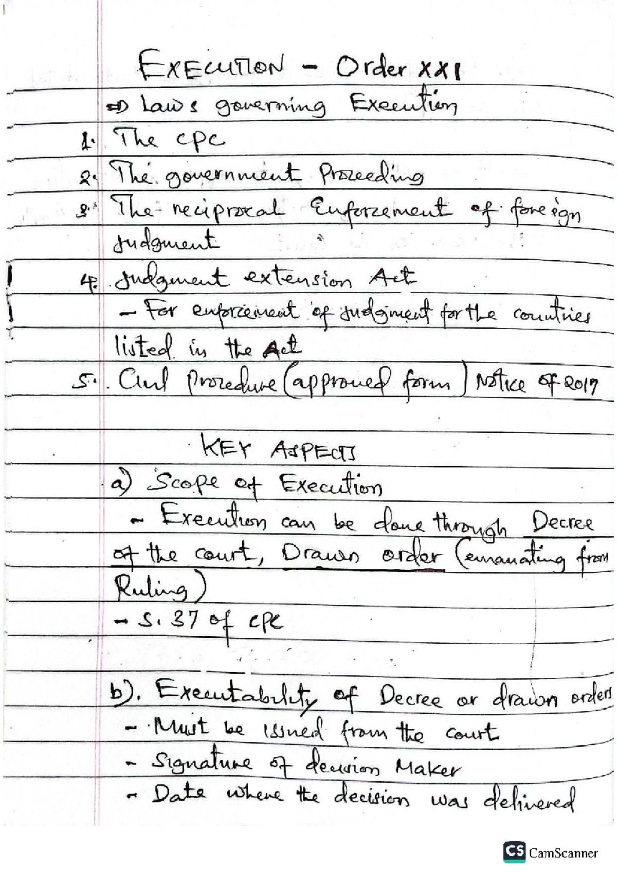 Civil Procedure Code: Execution Order XXI and Key Aspects - Studocu