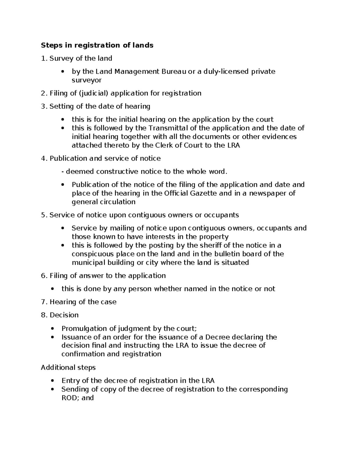 Land Registration Process Notes: Steps and Procedures Explained - Studocu