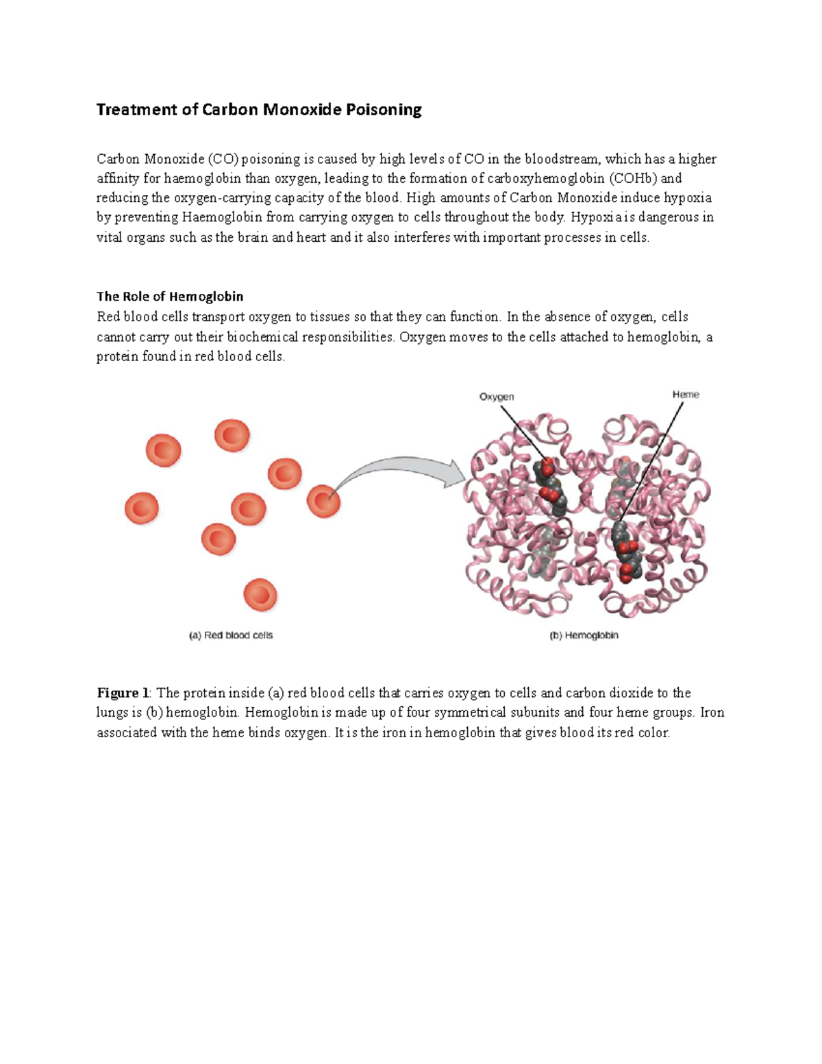 Chemistry Depth Study: Treatment of Carbon Monoxide Poisoning - Studocu