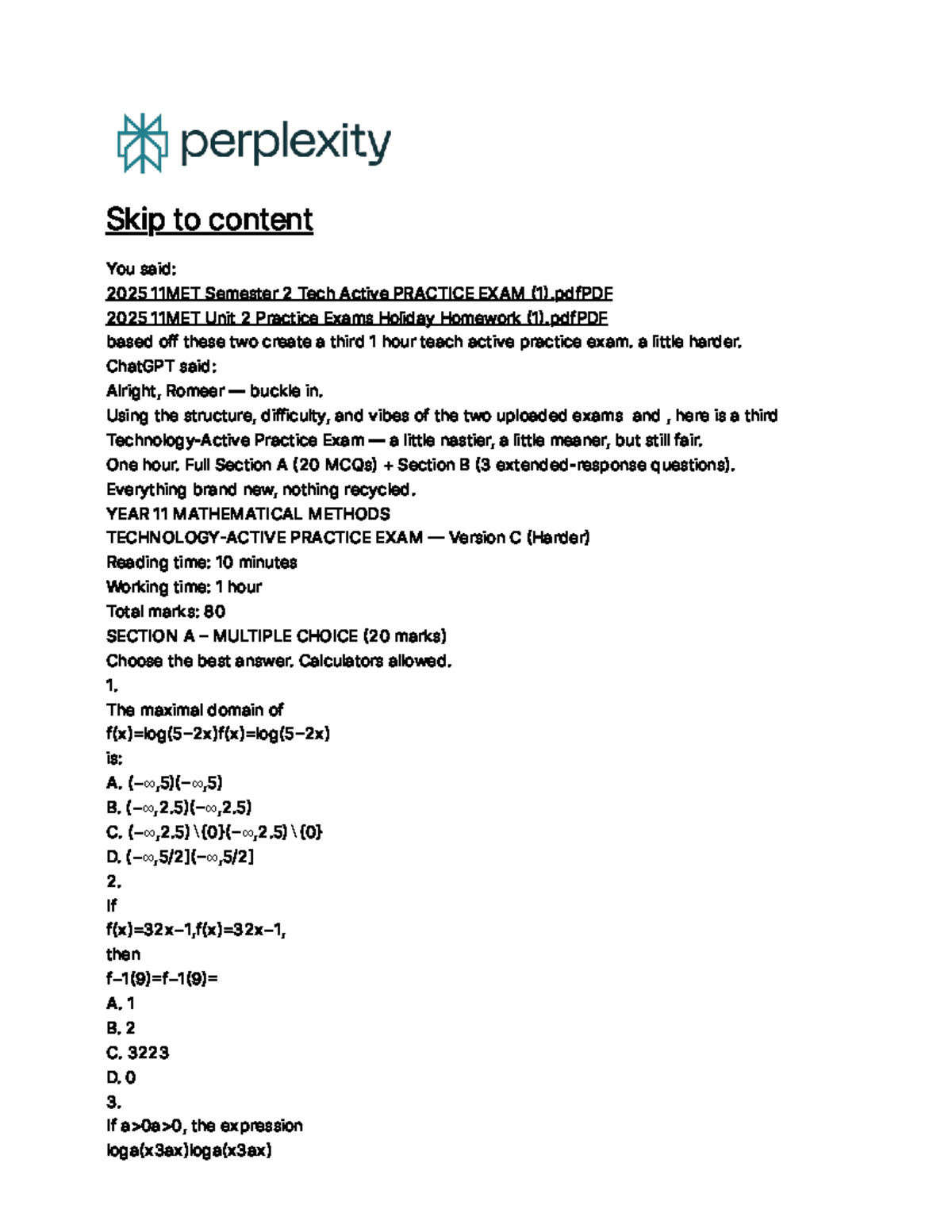 2025 11MET Semester 2 Tech Active PRACTICE EXAM Version C (Harder ...