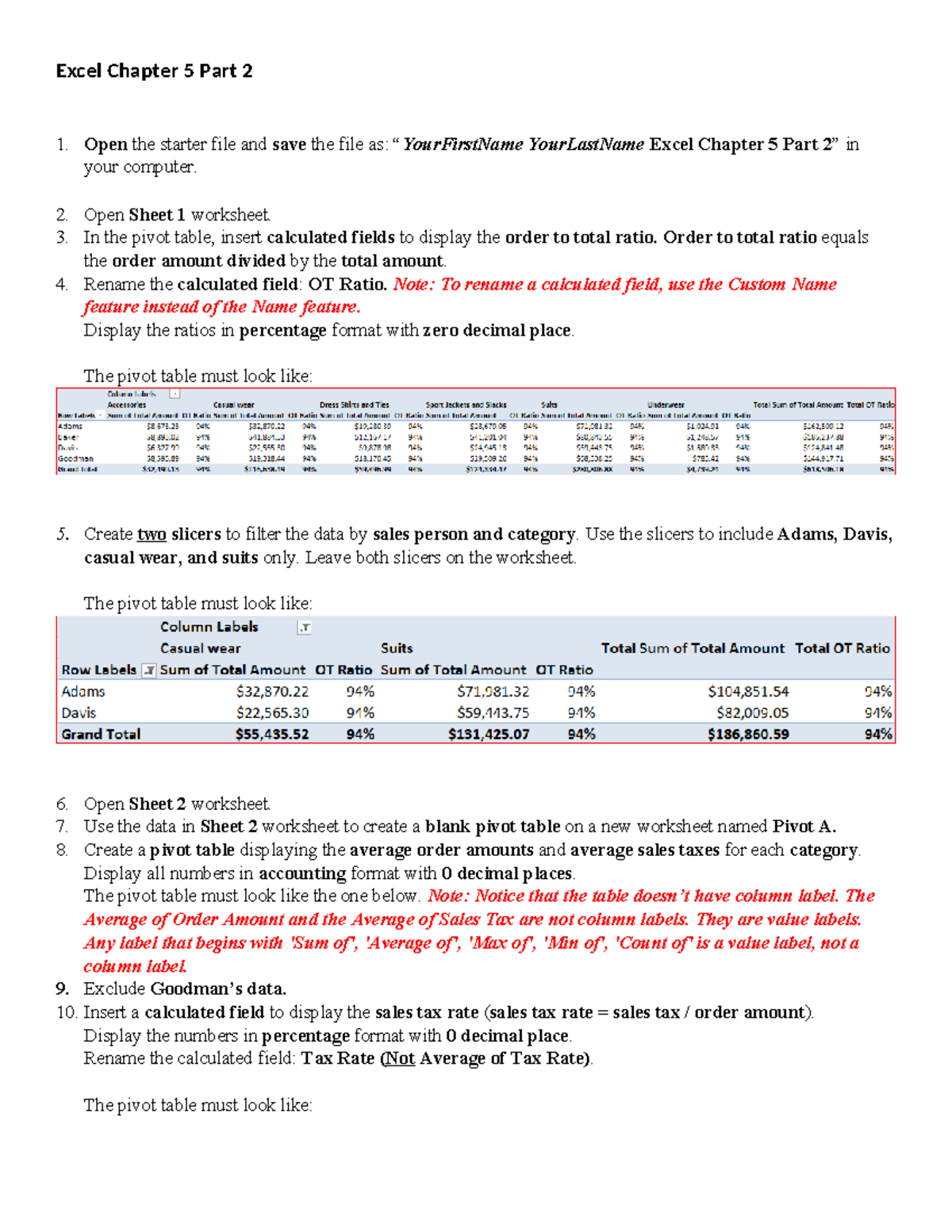 Excel Chapter 5 Part 1 - Complete Guide for Assignments and Tasks - Studocu