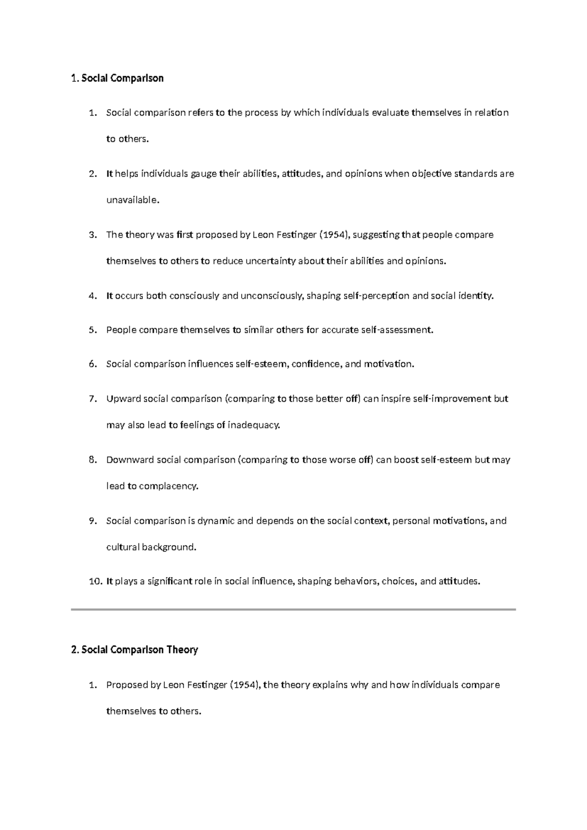 Social Psych Unit 2: Insights on Social Comparison Theory and Dynamics ...