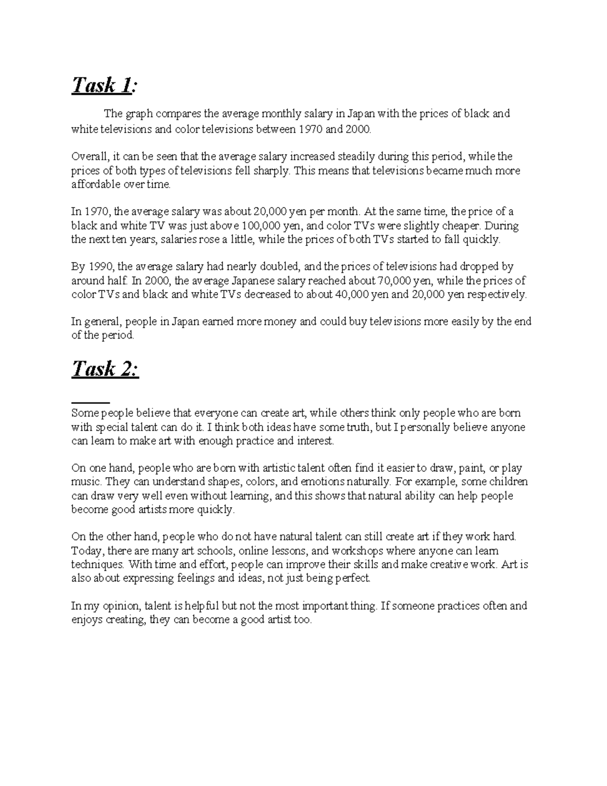 Hk - Task 1: Salary vs TV Prices in Japan (1970-1990) Analysis - Studocu