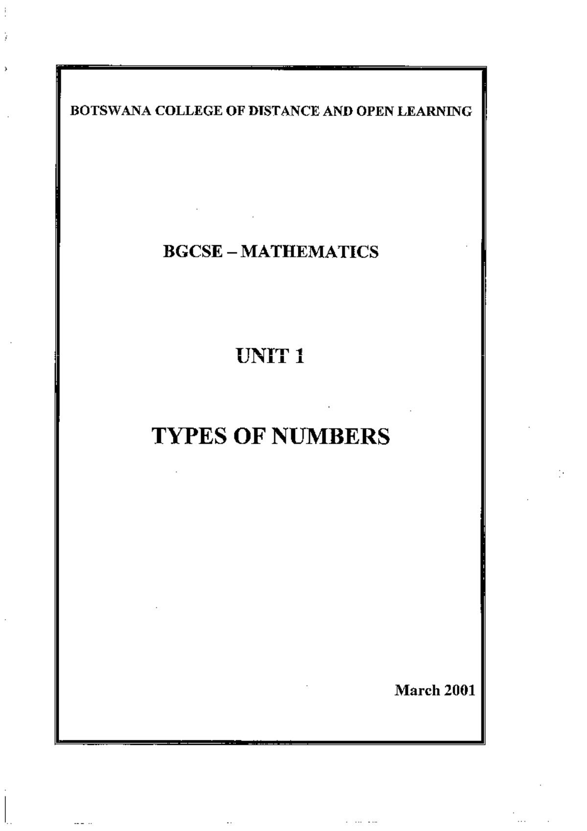 BGCSE Mathematics Unit 1: Types of Numbers Overview and Lessons - Studocu