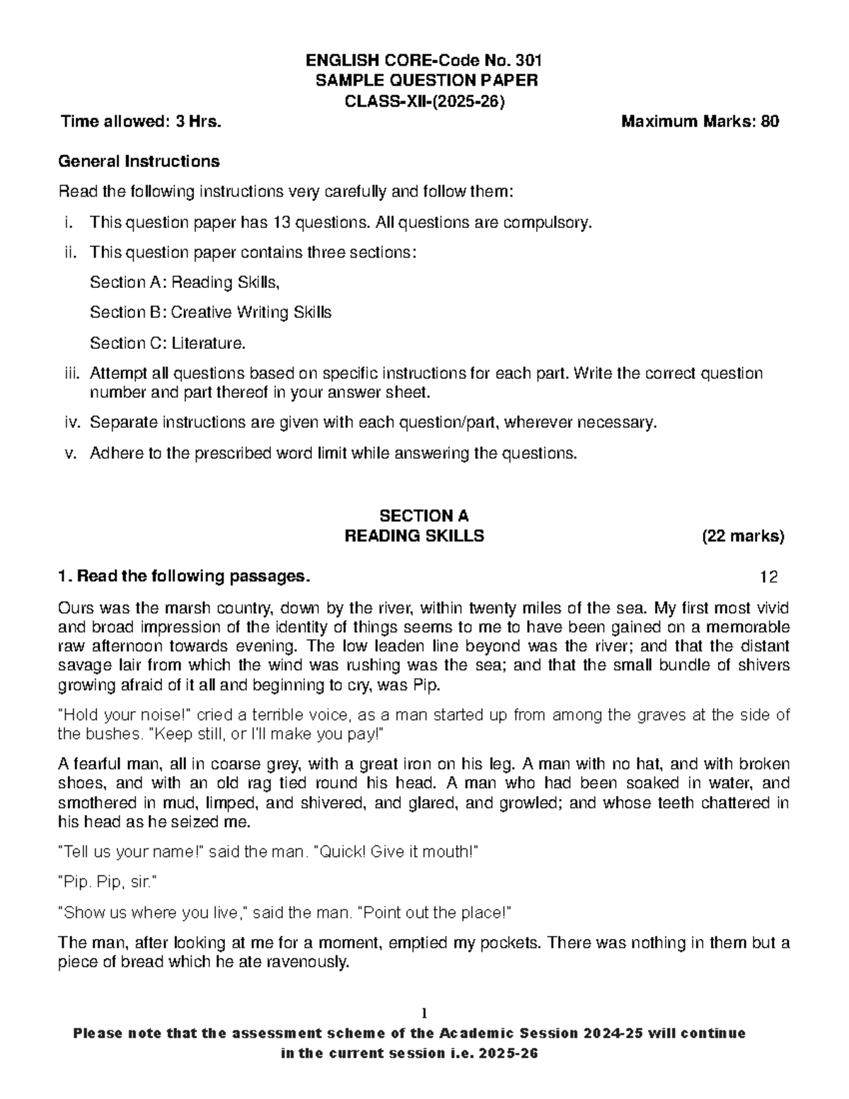 ENGLISH No. 301 SAMPLE QUESTION PAPER - Core Exam Insights - Studocu