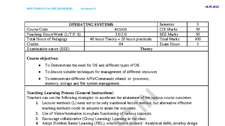 BCS303-OS module 1 - notes - MKV-TEMPLATE for IPCC (26.04) Annexure-III ...