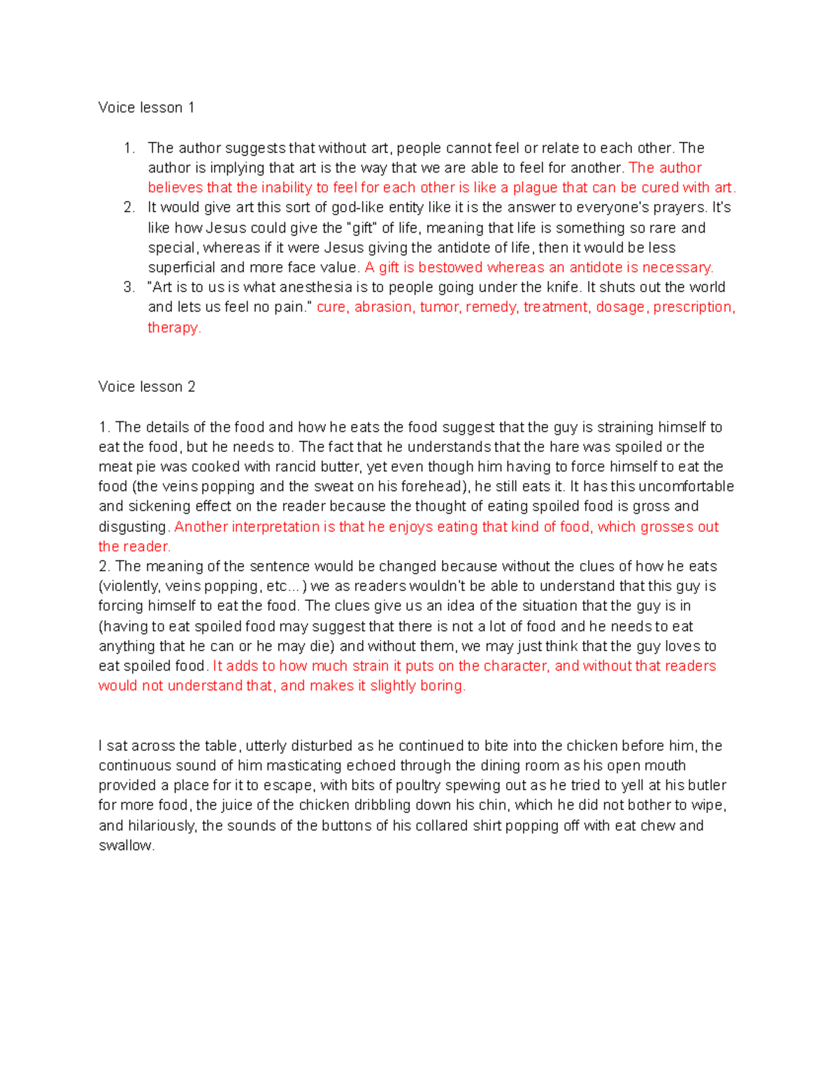 Voice lessons - fggfddf - Voice lesson 1 1. The author suggests that ...