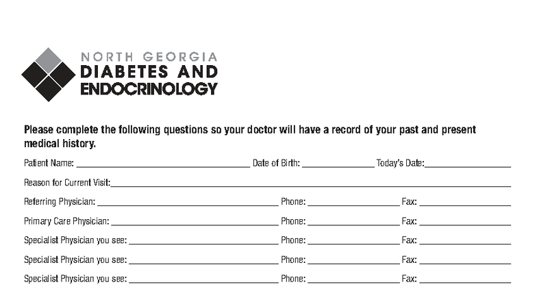 PP0146 Endocrinology Patient Intake Form - Studocu