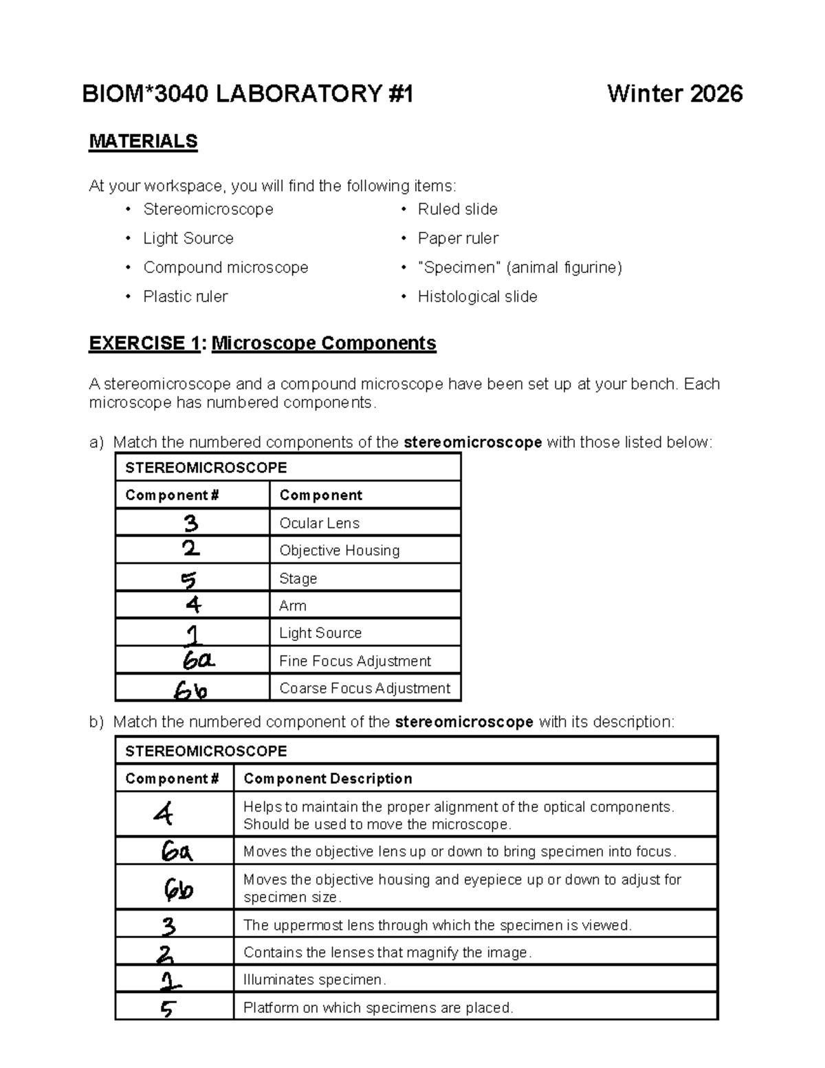 LAB 1: Microscope Components & Magnification Exercises Winter 2026 ...