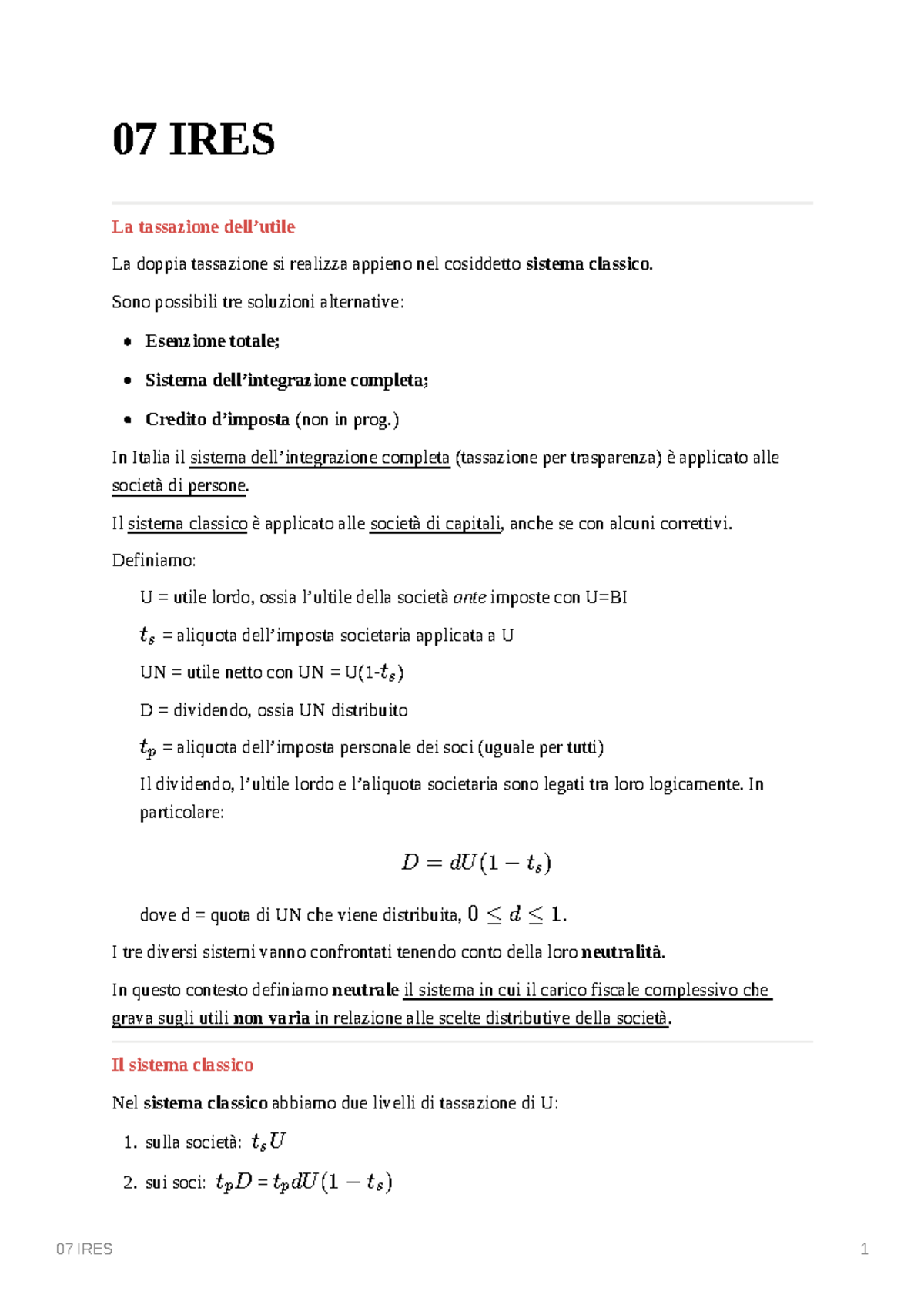 07 IRES - Appunti integrati da lezione + slides tutto da sapere ai fini ...