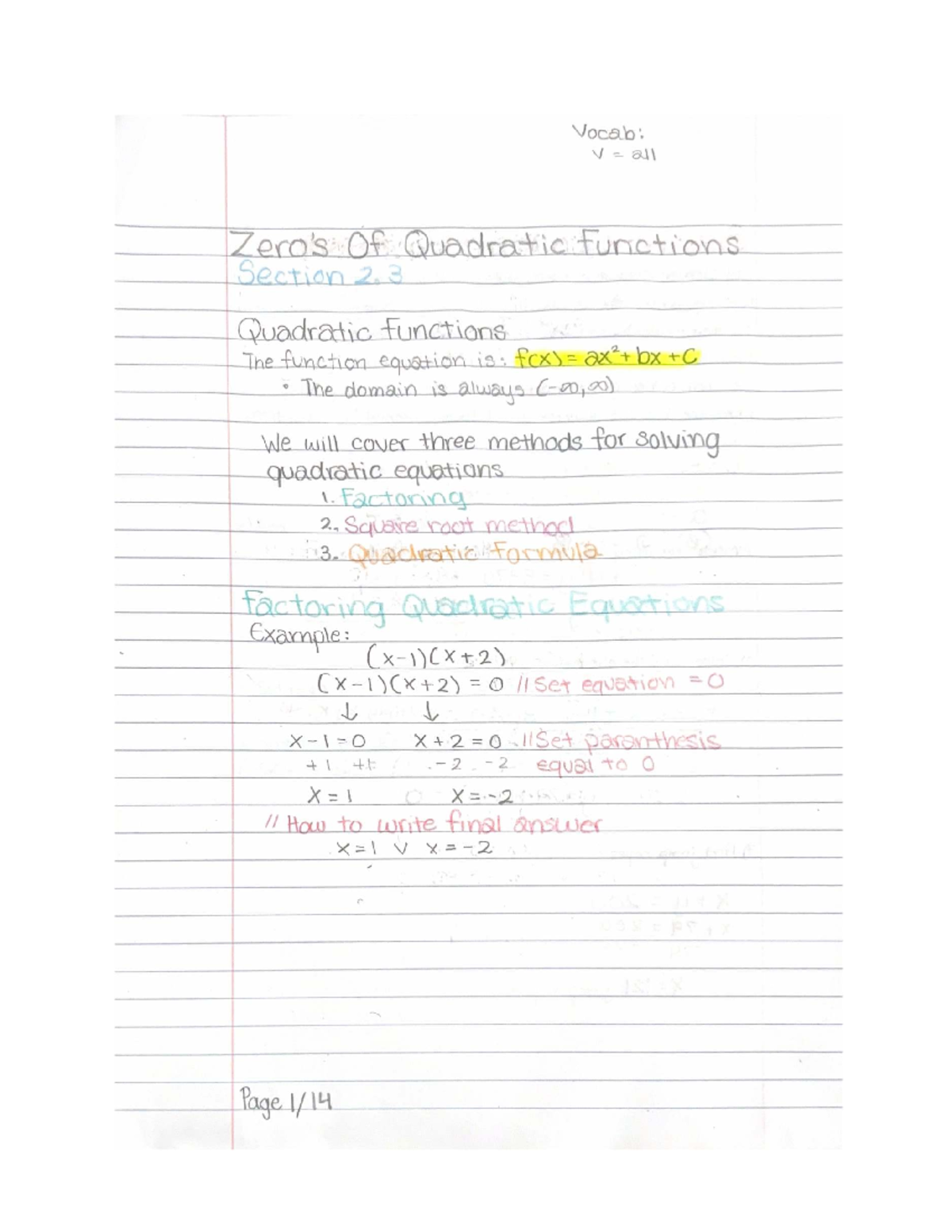 Section 2.3: Solving Quadratic Equations - Methods & Examples - Studocu