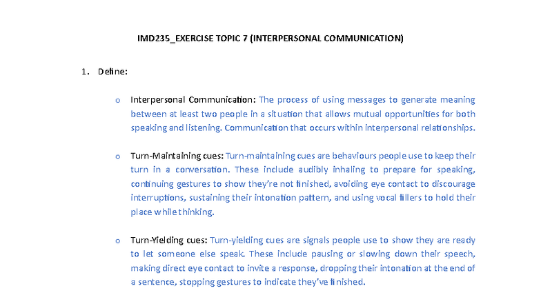 IMD235 - Exercise 7: Understanding Interpersonal Communication Dynamics ...
