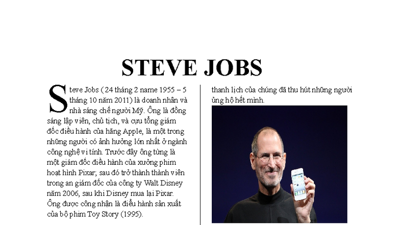 Bài TH 01: Cuộc Đời và Di Sản của Steve Jobs - Studocu