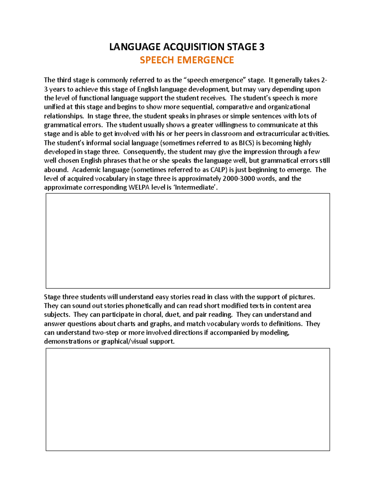 Expert Group Reading Stage 3 - LANGUAGE ACQUISITION STAGE 3 SPEECH ...