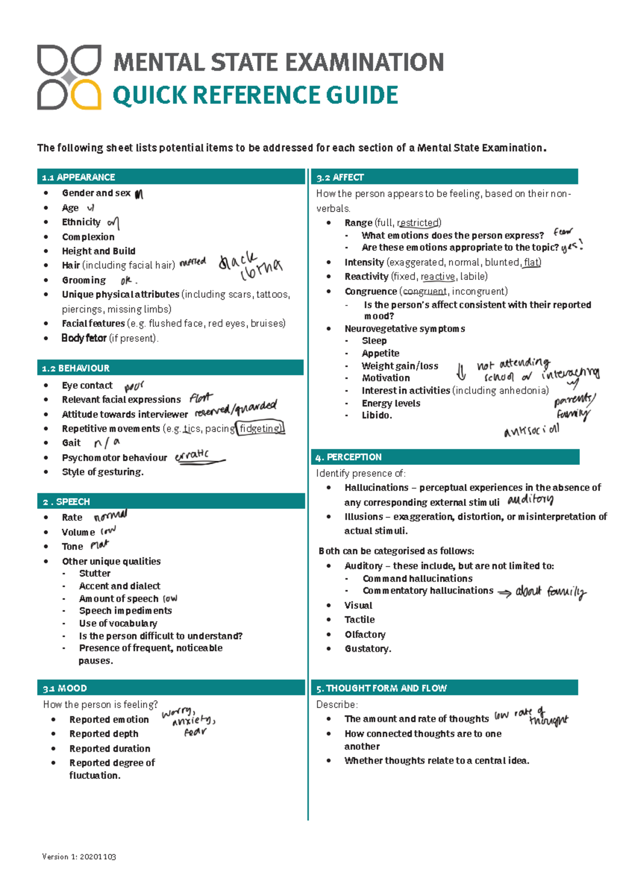 MSE Quick reference guide 3 - 1 APPEARANCE Gender and sex Age Ethnicity ...