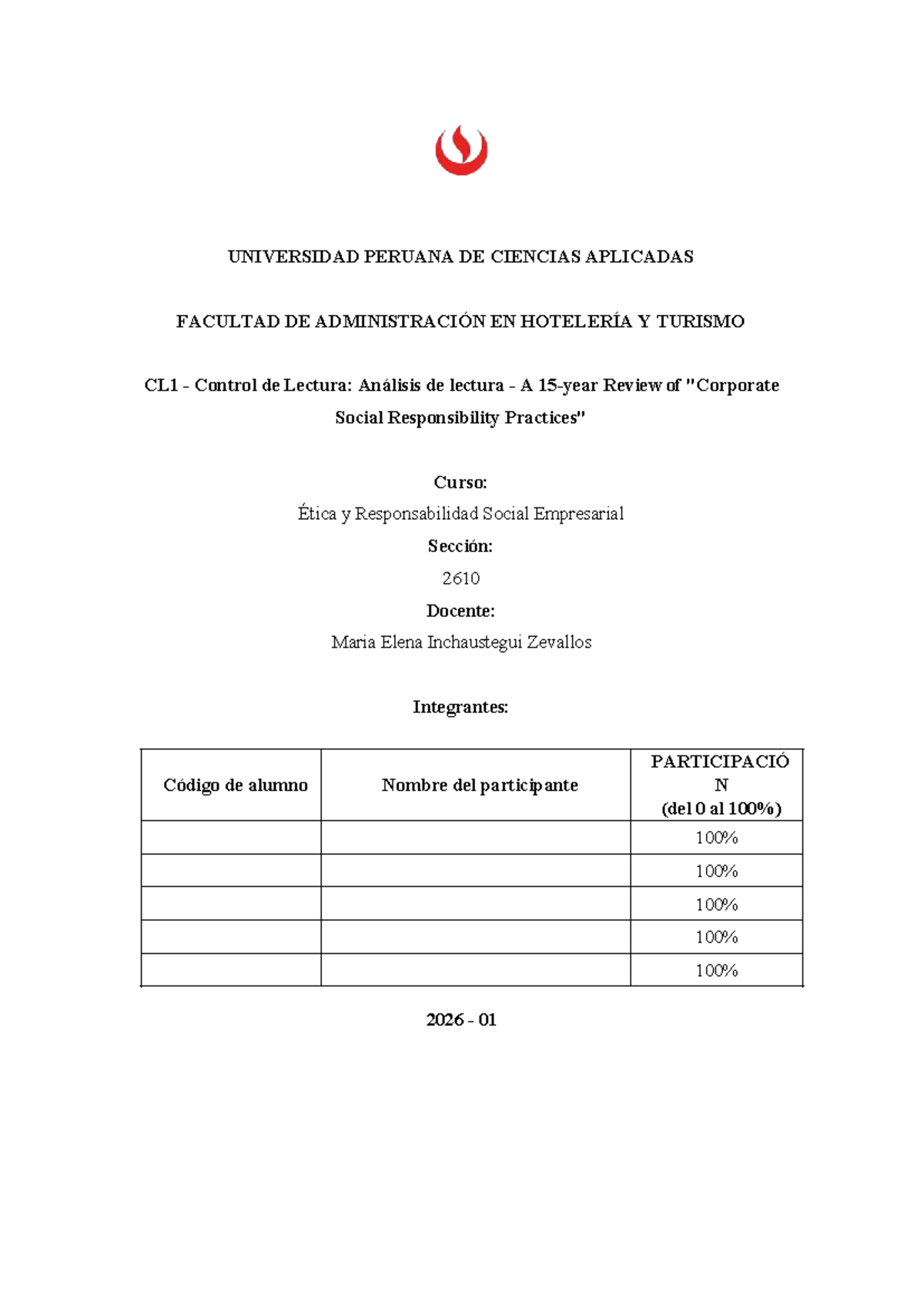 CL1 - Control de Lectura: Análisis de la RSE en Turismo y Hotelería ...