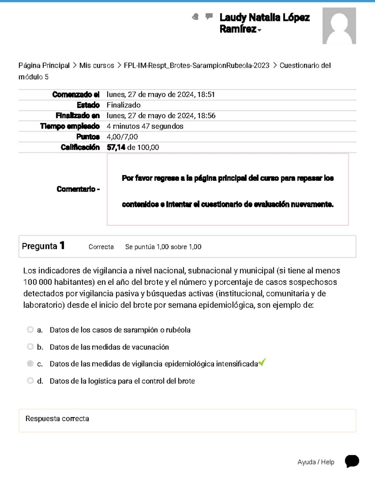 Cuestionario Módulo 5: Revisión Intento 2 - Resultados Finales - Studocu