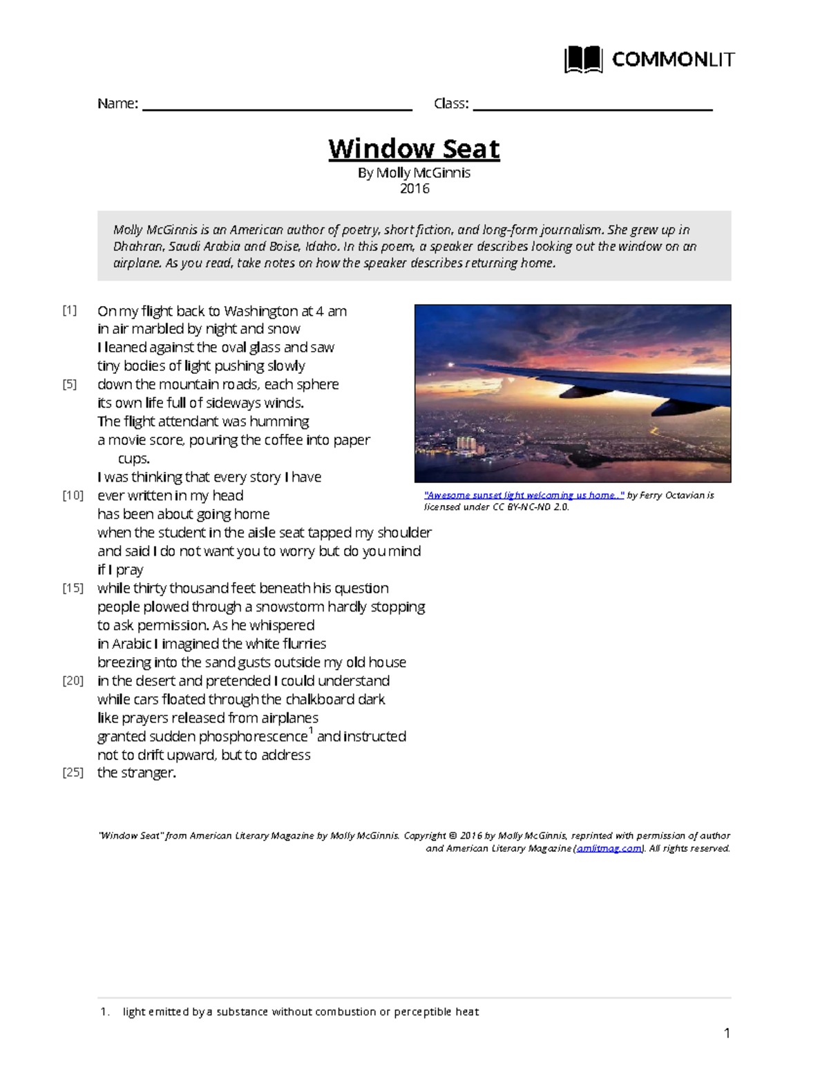 ELA 101: Analysis of "Window Seat" by Molly McGinnis - Article Review ...
