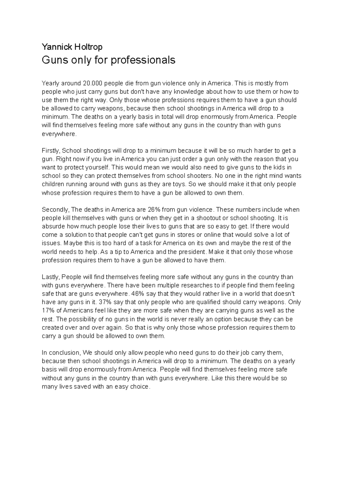 Engels toets 17-06-2022: Gun Control - A Call for Professional ...