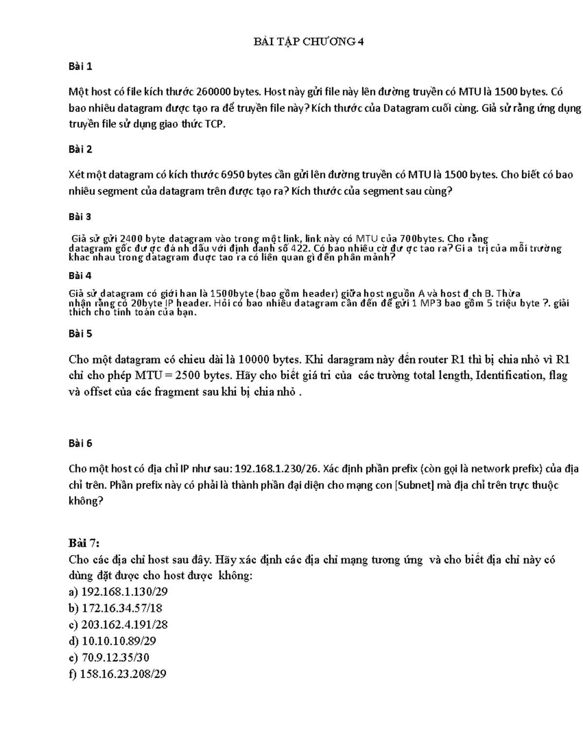 Bài Tập Chương 4 - Nhập Môn Mạng Máy Tính - IT005 ĐHCNTT - Studocu