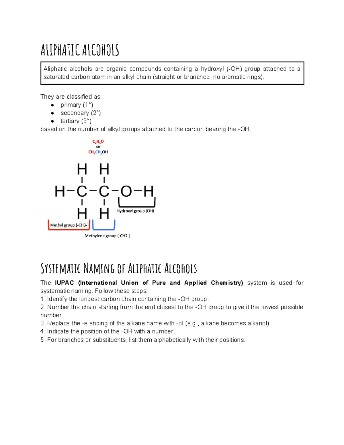 CHEM LEC Finals: Aliphatic Alcohols, Ethers, and Halogen Derivatives ...
