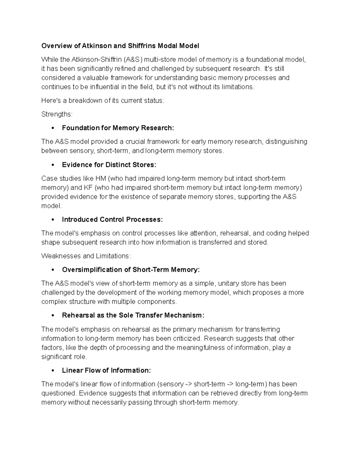 Atkinson & Shiffrin's Modal Model: Strengths & Limitations Analysis ...