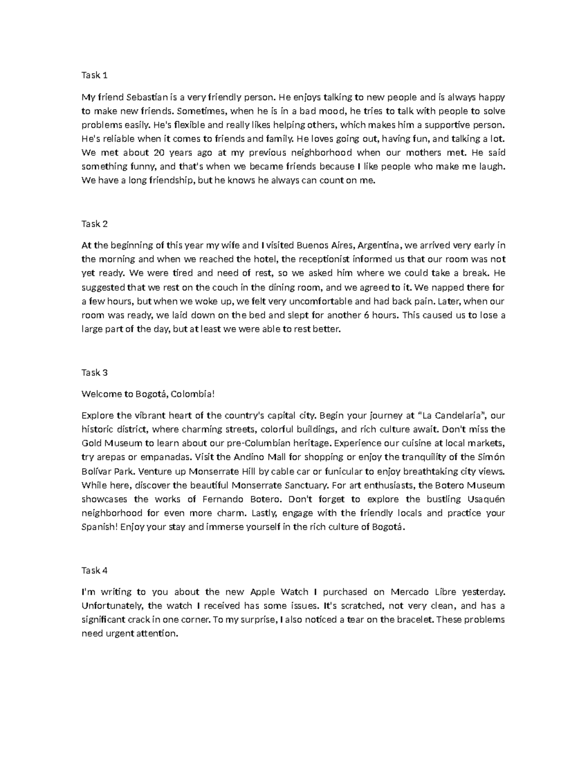 B1 Portfolio: Tasks 1-4 - English Exercises & Reflections - Studocu