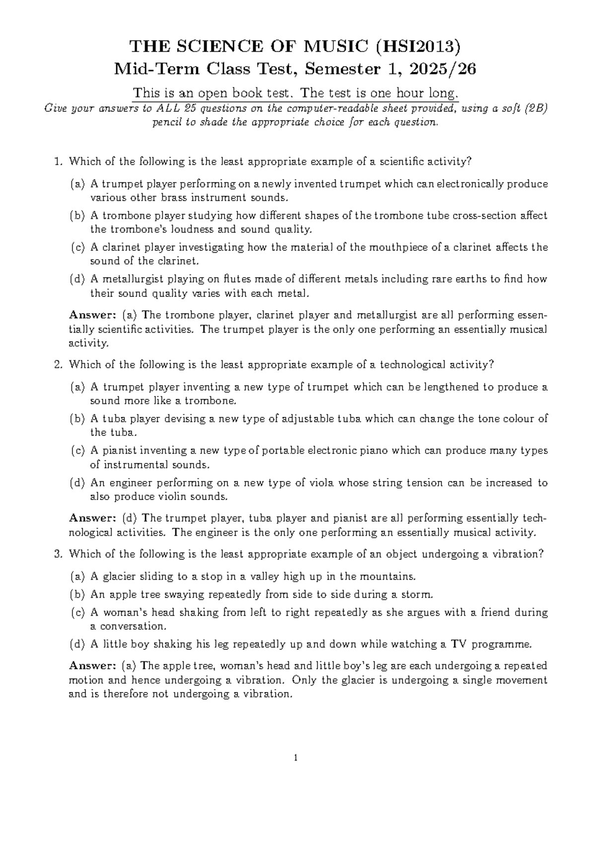 THE SCIENCE OF MUSIC (HSI2013) Midterm Test Review - Studocu