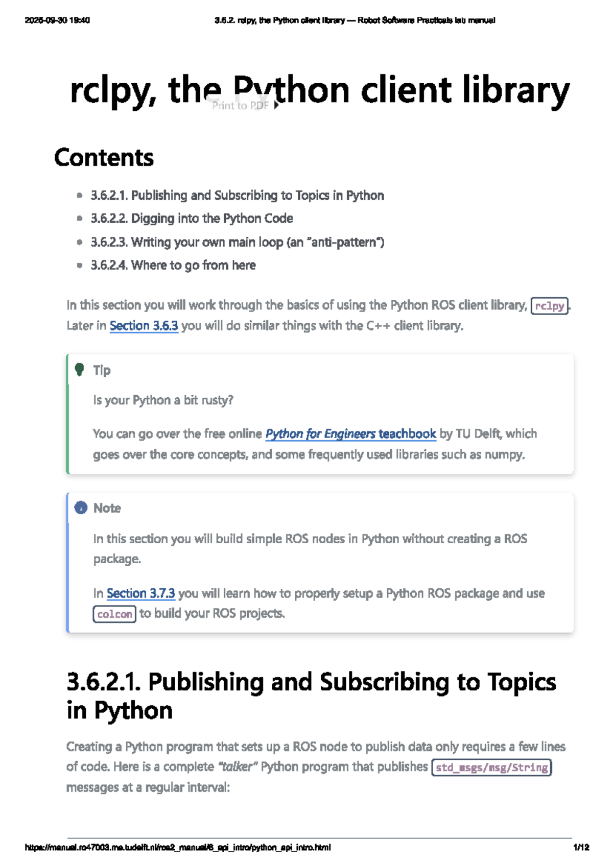19:40 Robot Software Practicals Lab Manual: rclpy Python Client Guide - Studeersnel
