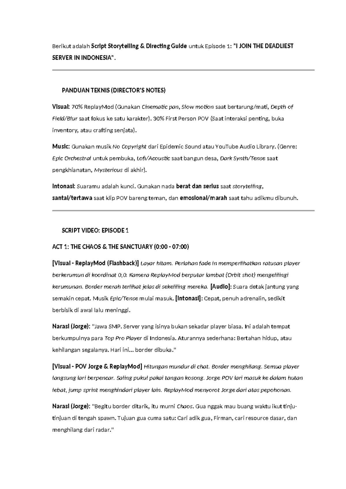 Script Storytelling Directing Guide: Episode 1 - Join the Deadliest ...