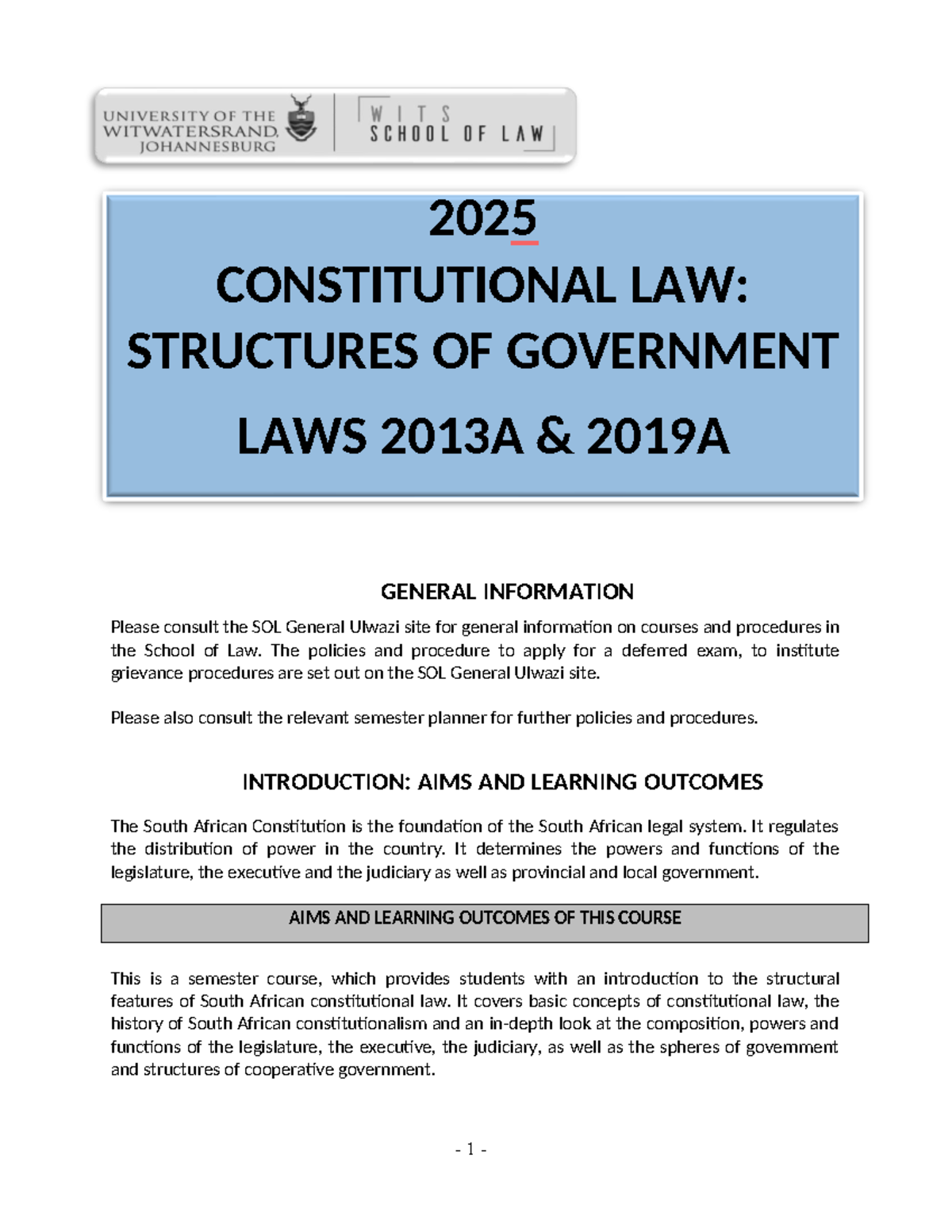 Constitutional Law: Structures of Government - LAWS 2013A & 2019A - Studocu