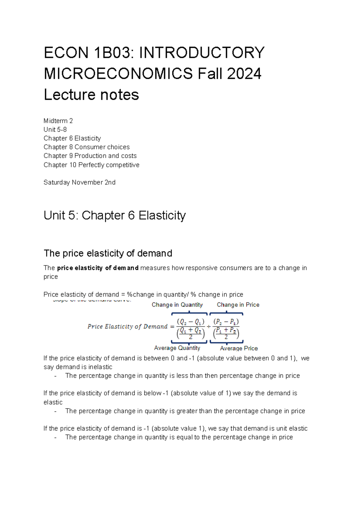 ECON 1B03: Introductory Microeconomics Fall 2024 Midterm 2 Lecture ...