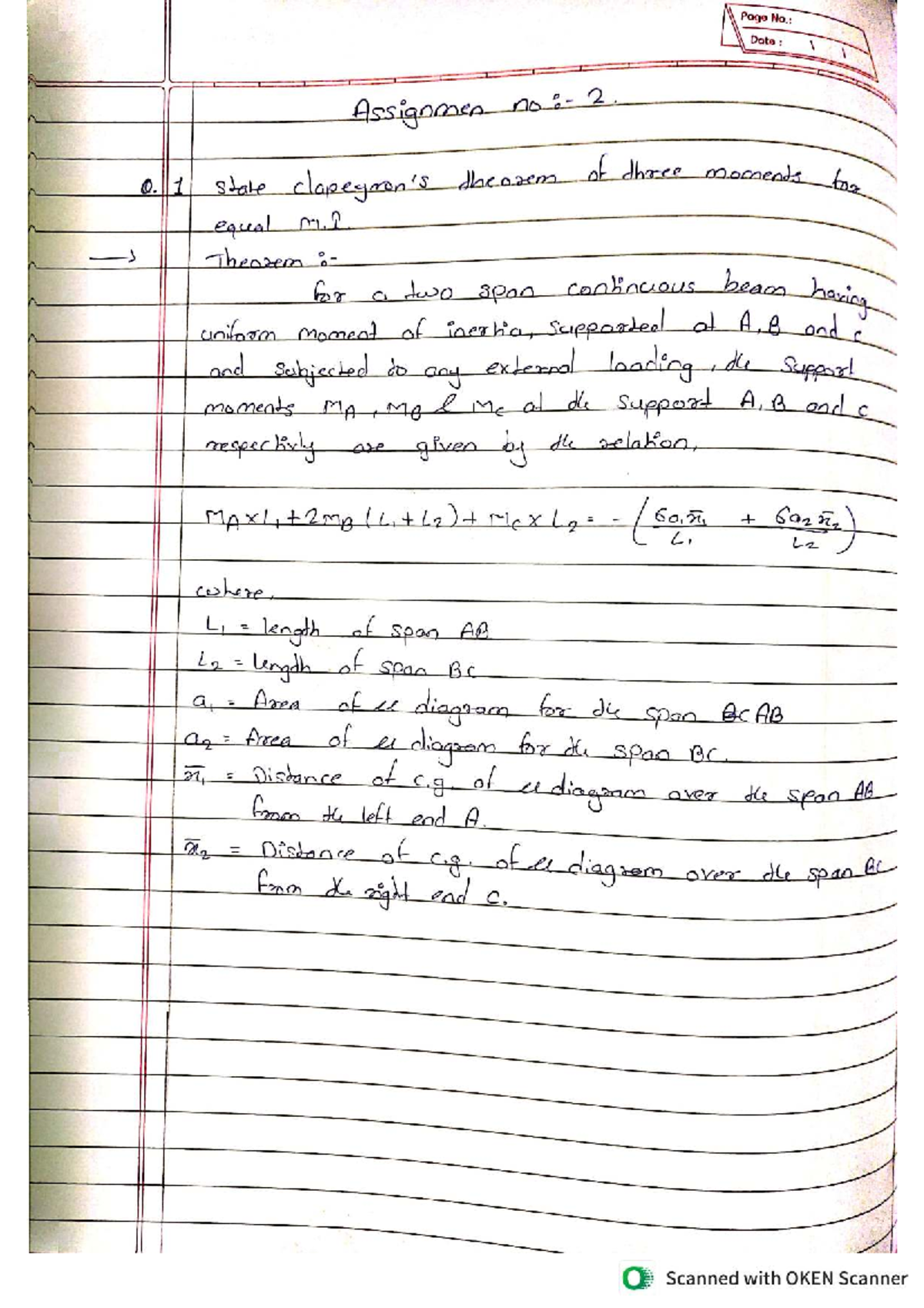 Theorem of Three Moments for Continuous Beams - Assignment 2 - Studocu