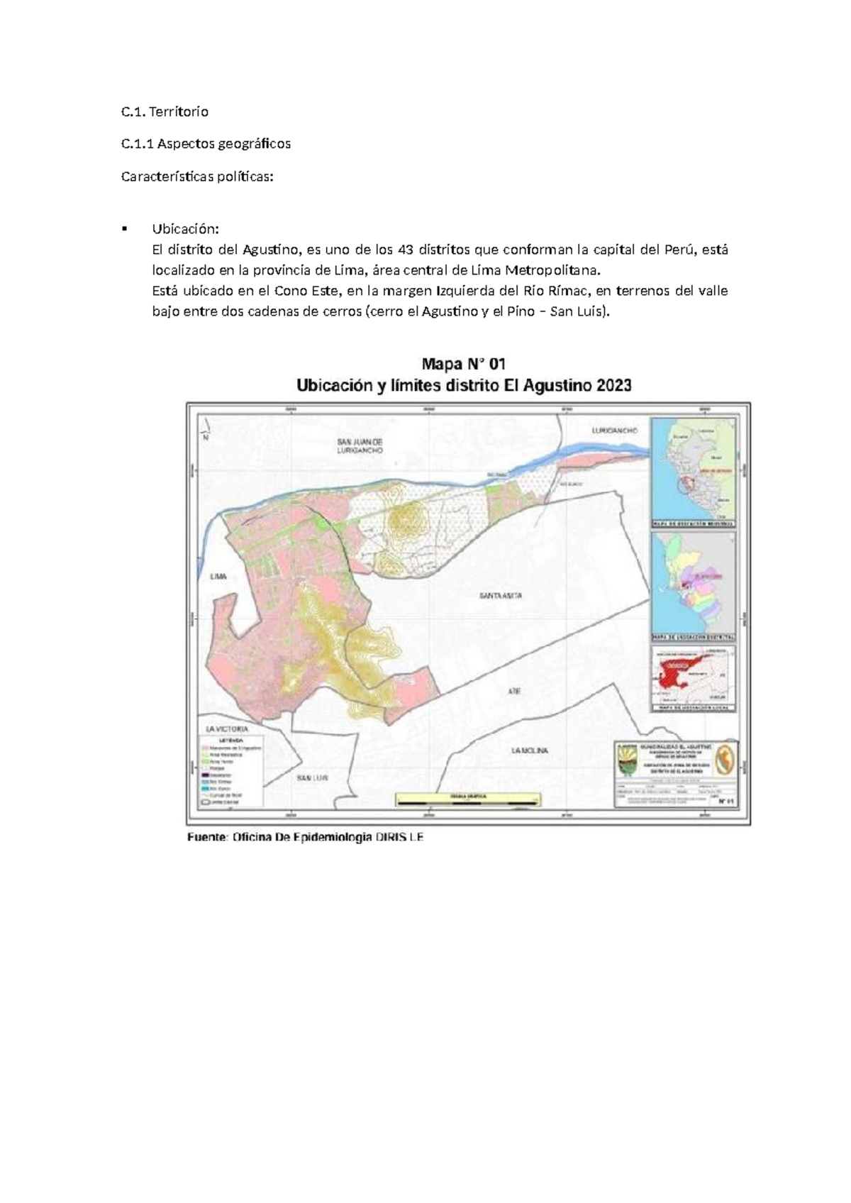 C.1. El Agustino: Aspectos Geográficos y Políticos del Distrito - Studocu