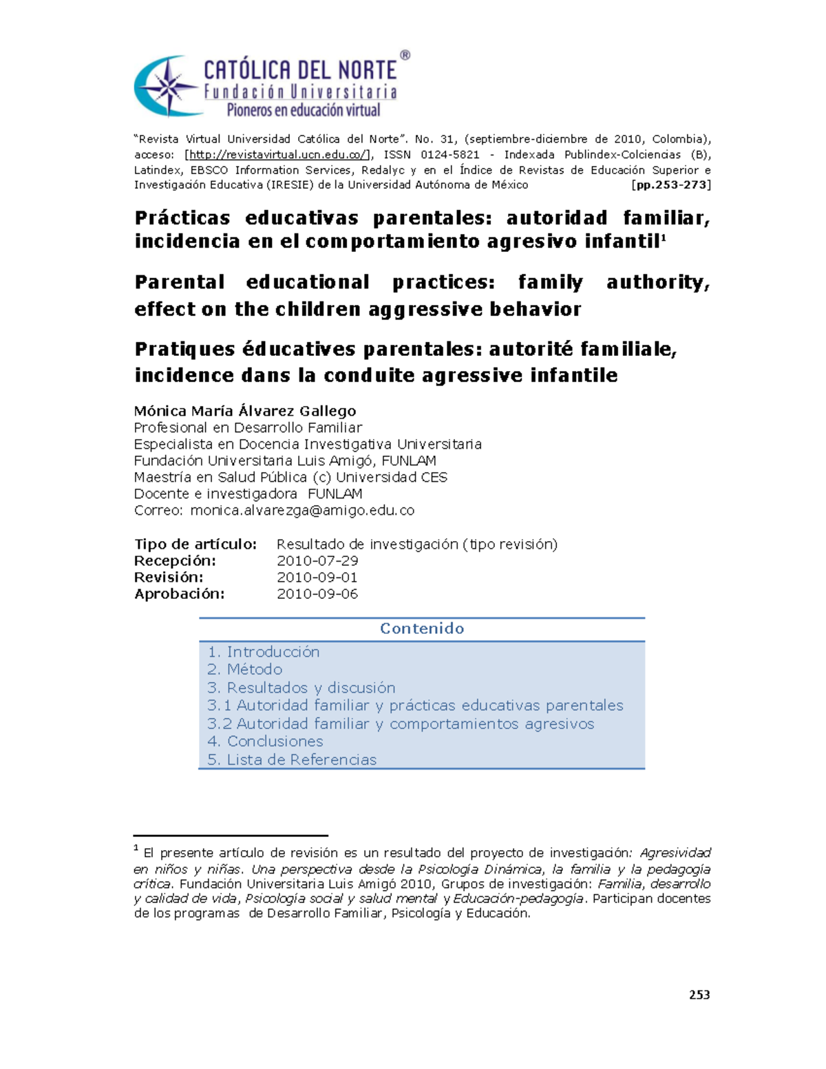 Practicas educativas parentales Universidad Catolica del Norte - acceso ...