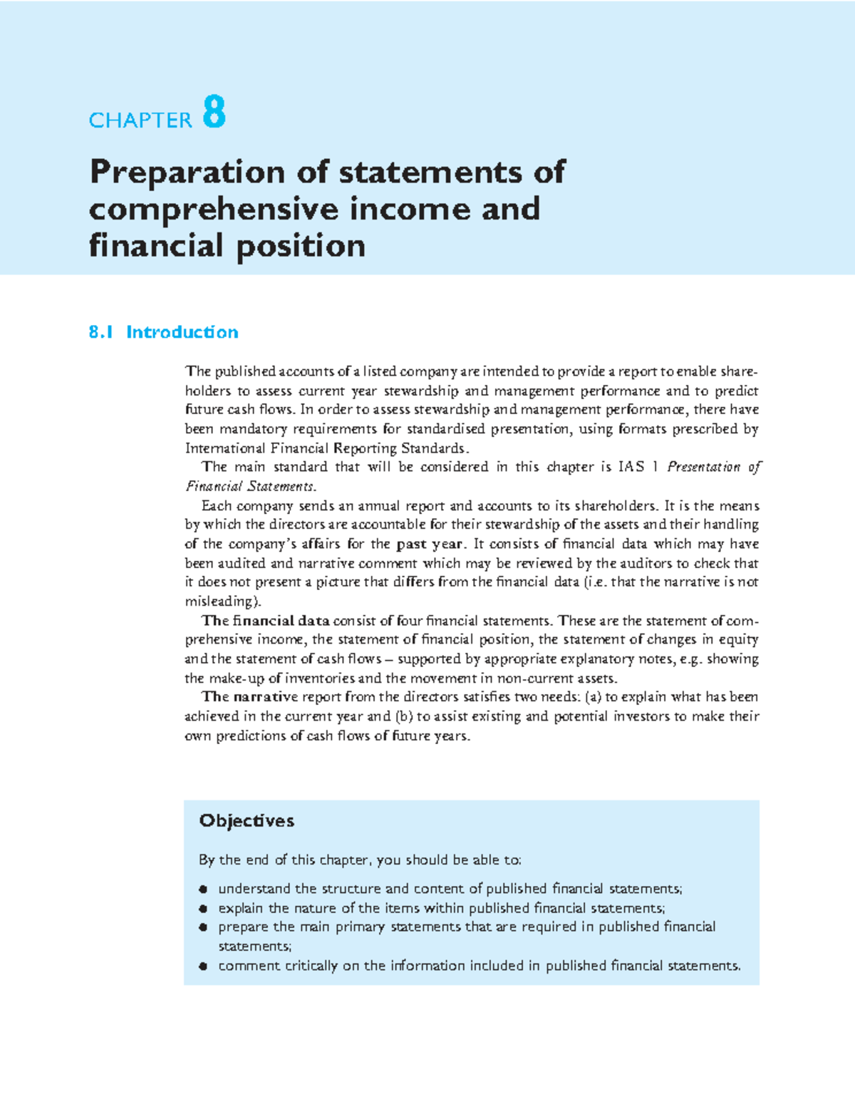 CHAPTER 8 - Prep of Comprehensive Income & Financial Position ...
