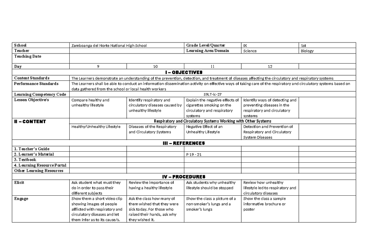 DLL9w8 - A daily lesson log for your Grade 9 Science Biology Clasess ...
