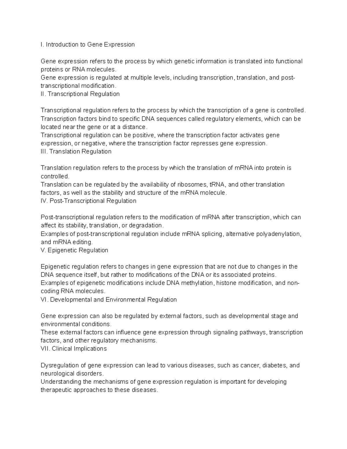 Gene Expression Regulation Overview Study Guide - Studocu