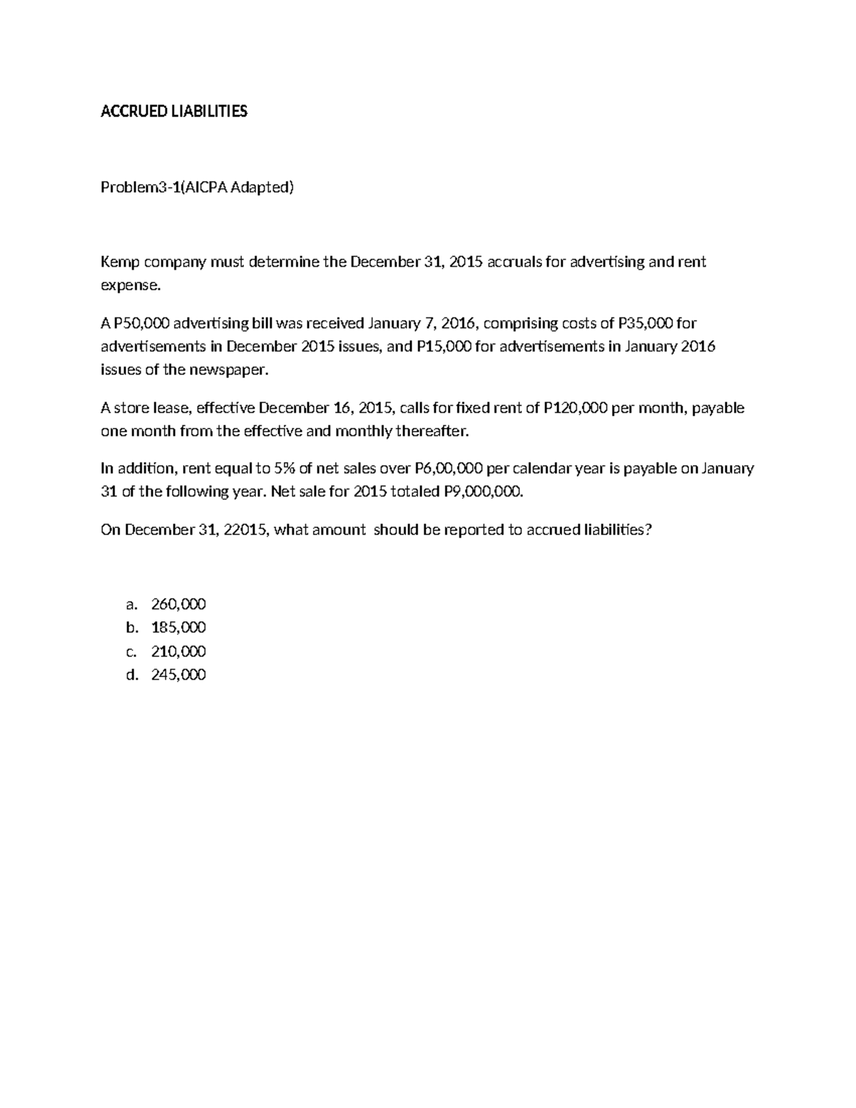 Current Liabilities - Accrued Liabilities - ACCRUED LIABILITIES ...