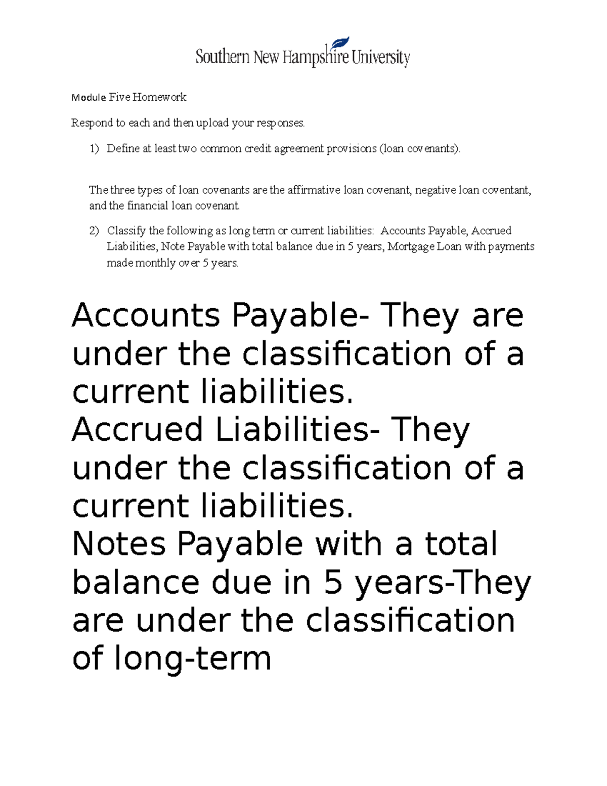 ACC 340 Module Five Homework - Module Five Homework Respond to each and ...